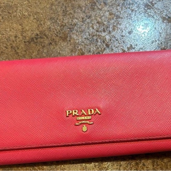 Prada | Bags | Authentic Prada Milano Made In Italy Pink Snap Wallet ...